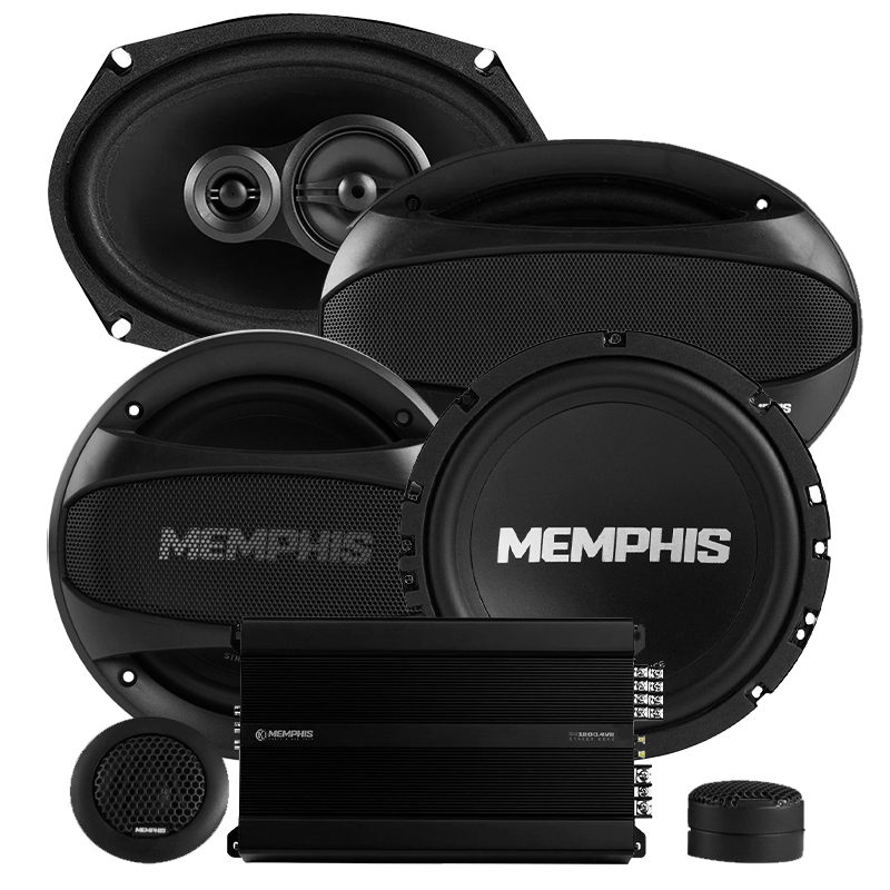 Memphis Audio SE1200.4V2 Bundle: Amplifier + Car Speakers + Component ...