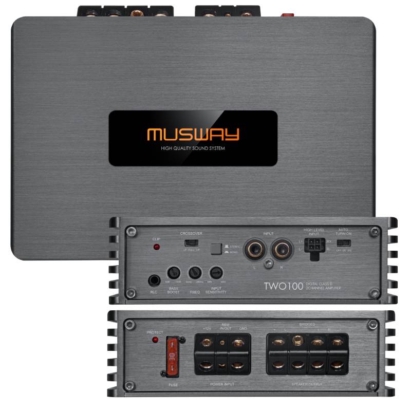 Musway TWO.100 MX Series 2-Channel Amplifier | Powerful 185Wx2 @ 2 Ohms | Bridged 370Wx1 @ 4 ...